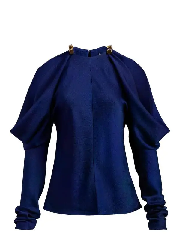 Silvia Tcherassi Kina Cold-shoulder Blouse With Hardware Detail - Blue