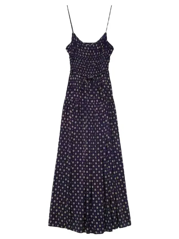 DÔEN Safia Foulard-print Lace-up Maxi Dress - Blue