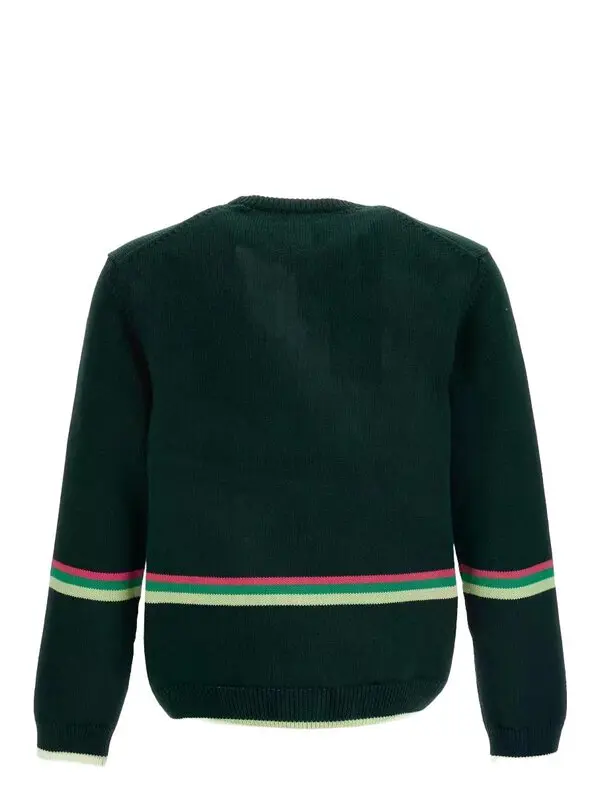 JW Anderson Lamb Intarsia Striped Trim Sweater - Green