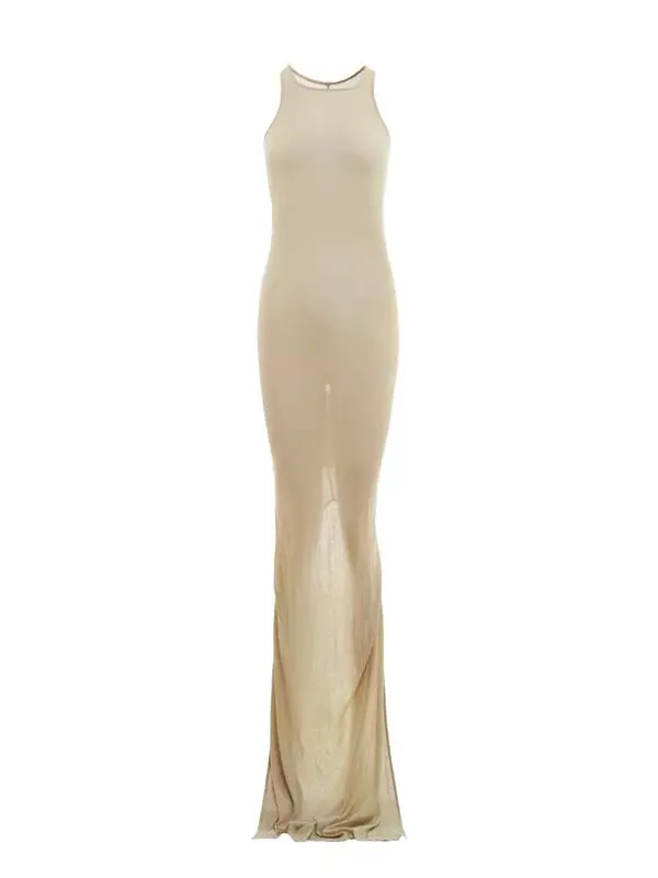 Rick Owens Ribbed Semi-sheer Maxi Dress - Neutrals