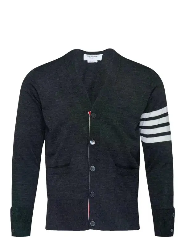 Thom Browne 4-bar V-neck Cardigan - Grey