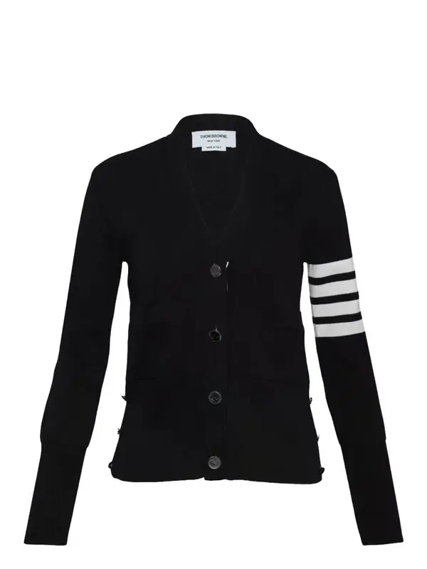 Thom Browne 4-bar Milano-stitch V-neck Cardigan - Black
