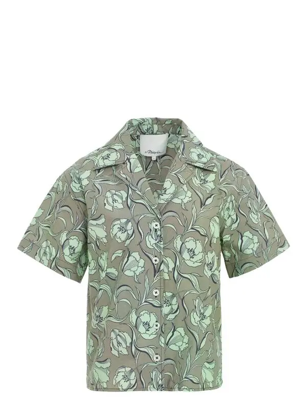 3.1 Phillip Lim Short Sleeve Floral Print Shirt - Brown
