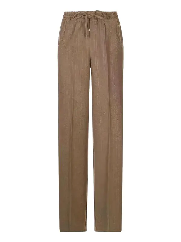 Kiton Pinstripe Drawstring Trousers - Brown