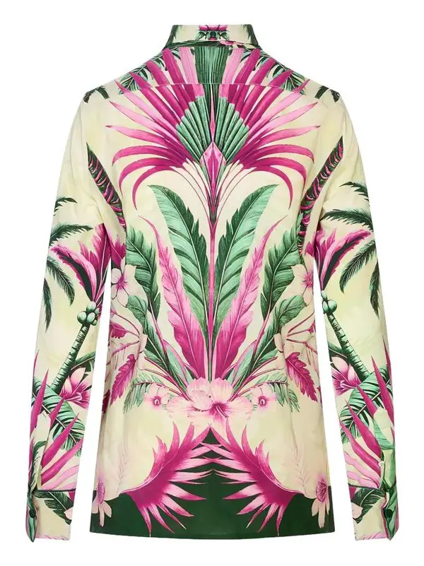 F.R.S FOR RESTLESS SLEEPERS Silk Tropical Print Shirt - Neutrals