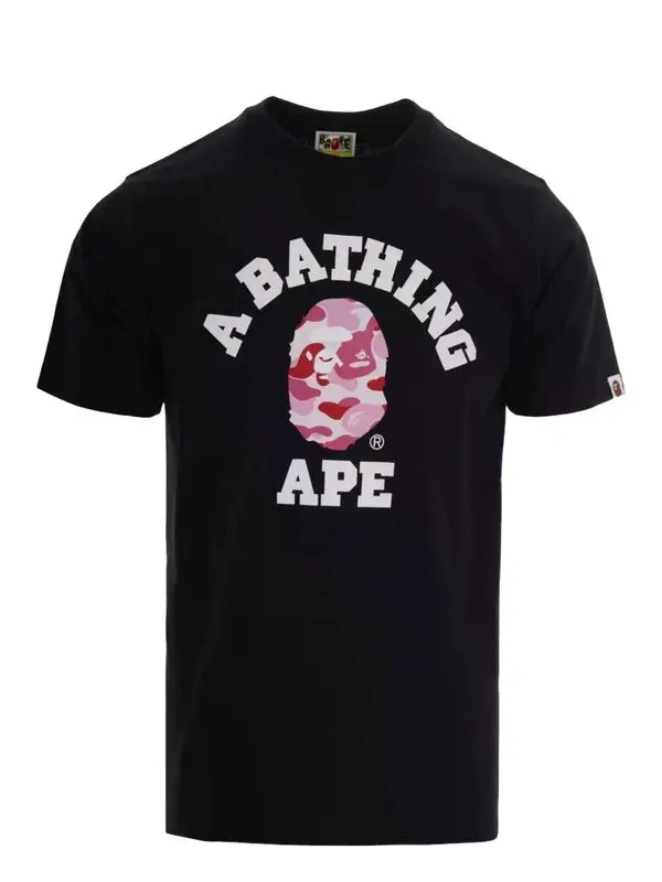 A BATHING APE Camo-print Logo-print T-shirt - Black
