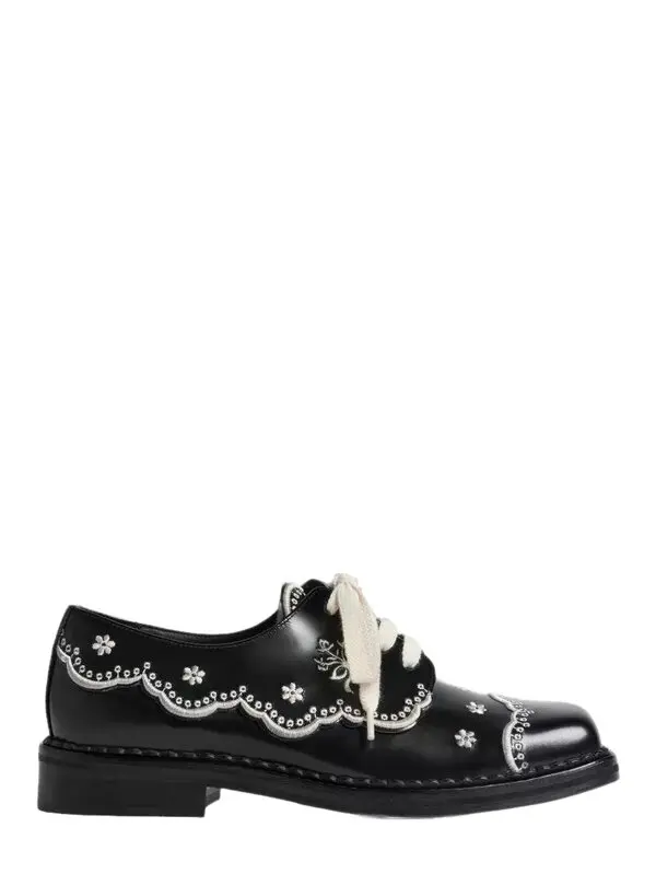 Simone Rocha Floral Lace Derby Shoes - Black