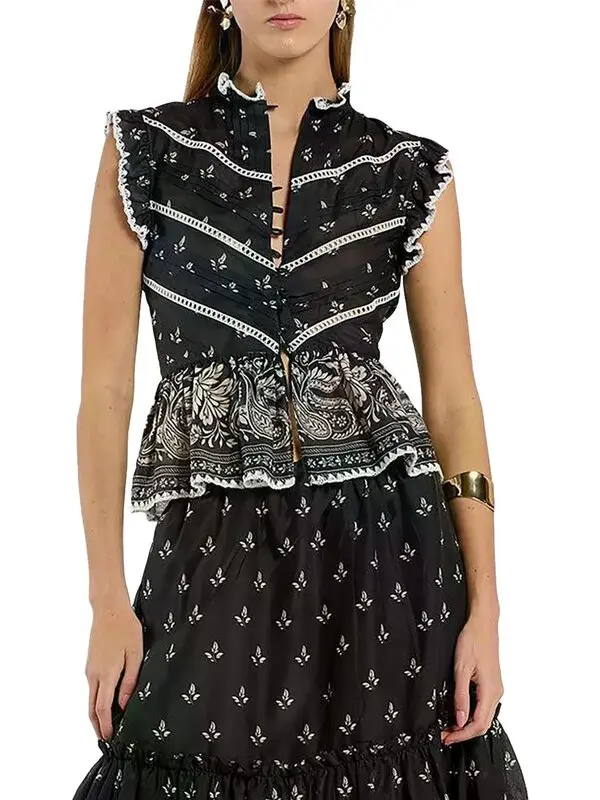 CHRISTY LYNN Artie Floral-print Top - Black