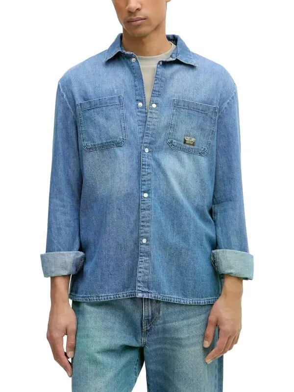 Karl Lagerfeld Logo-plaque Denim Shirt - Blue