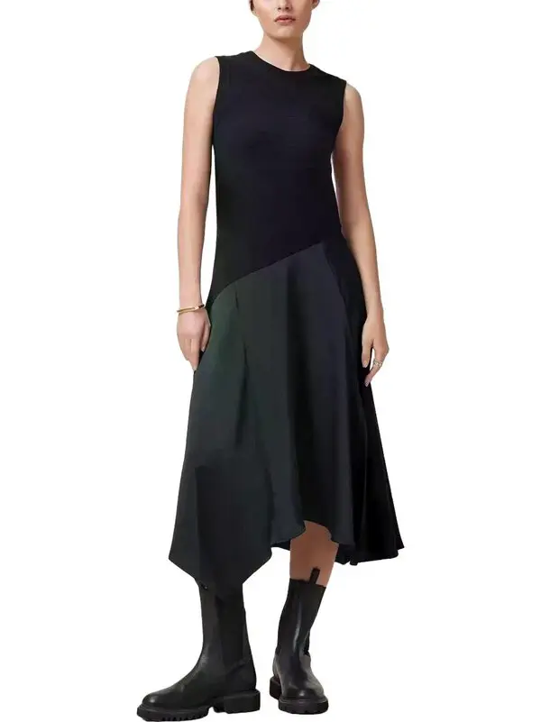 ALLSAINTS Pia Asymmetric Ribbed-knit Dress - Black