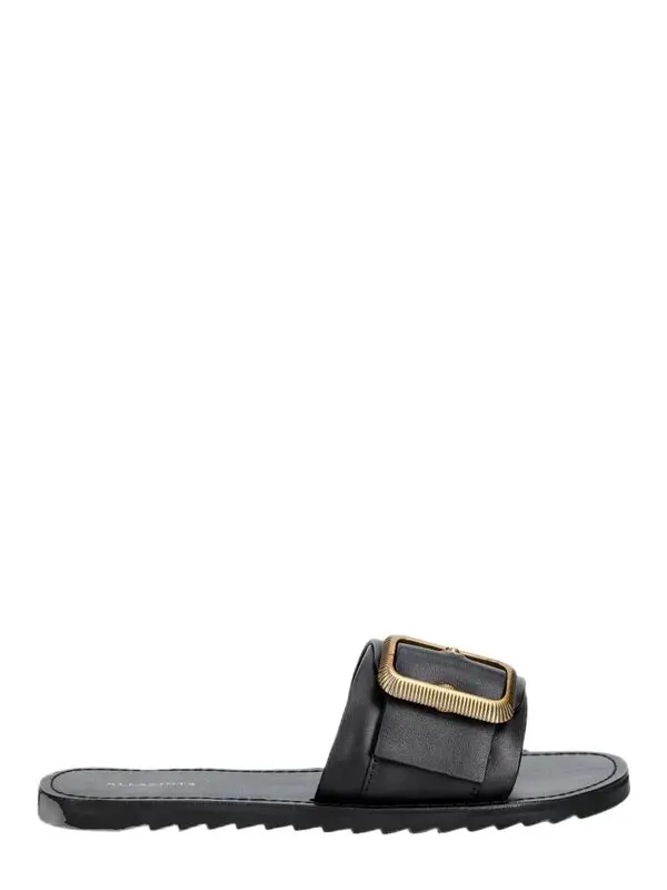 ALLSAINTS Ella Buckle Leather Slides - Black