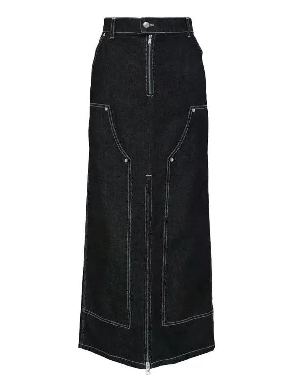 MSGM Contrast-stitch Denim Skirt - Blue