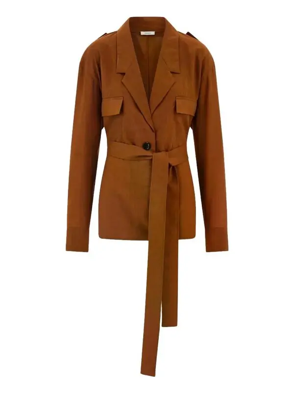 FERRAGAMO Virgin Wool Deconstructed Blazer - Brown
