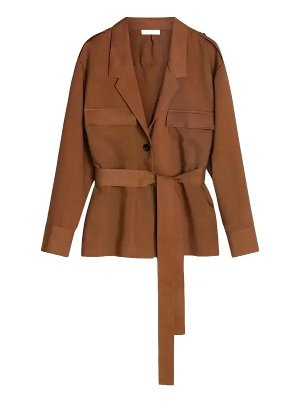 FERRAGAMO Virgin Wool Deconstructed Blazer - Brown