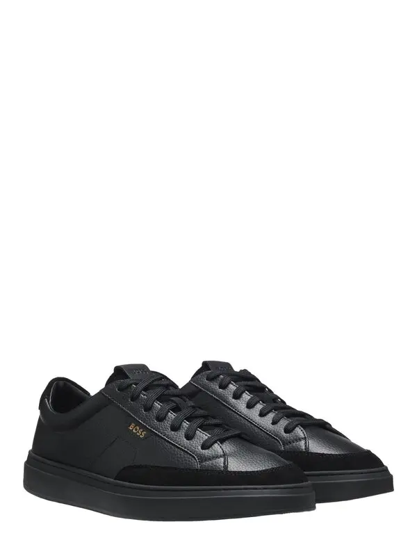 BOSS Leather And Suede Trim Sneakers - Black