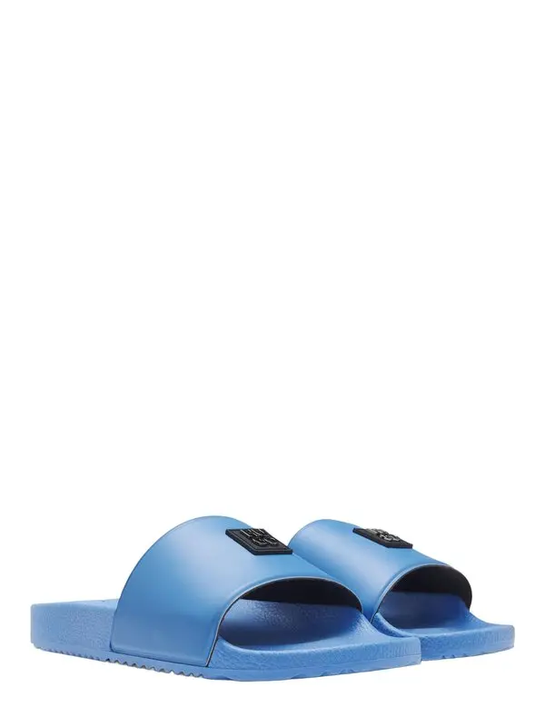 Hugo Slides With Stacked Logo Uppers - Blue