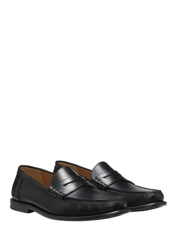 BOSS Leather Penny Trim Moccasins - Black