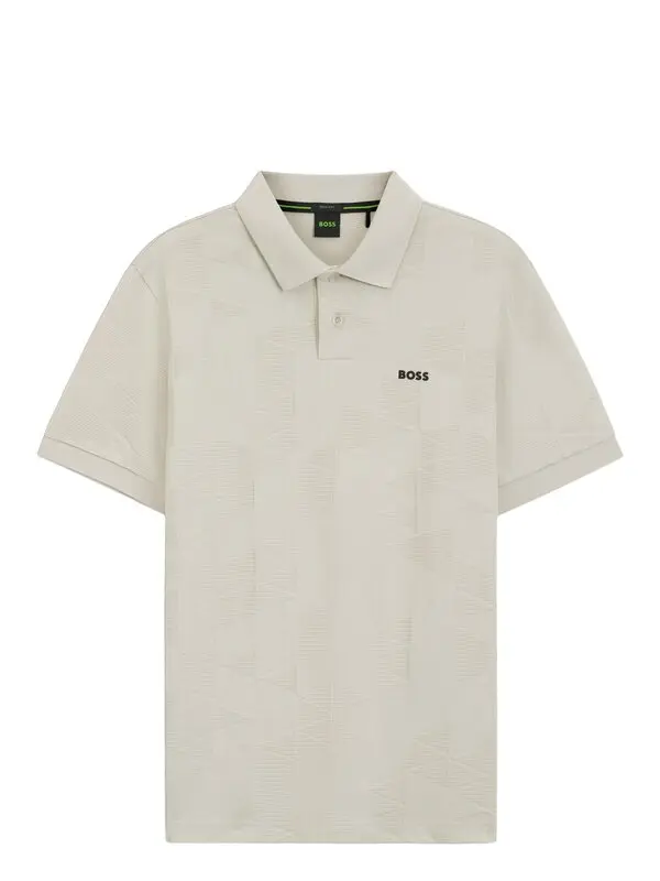 BOSS Regular-fit Cotton Knit Polo With 3d Jacquard Design - Light Beige