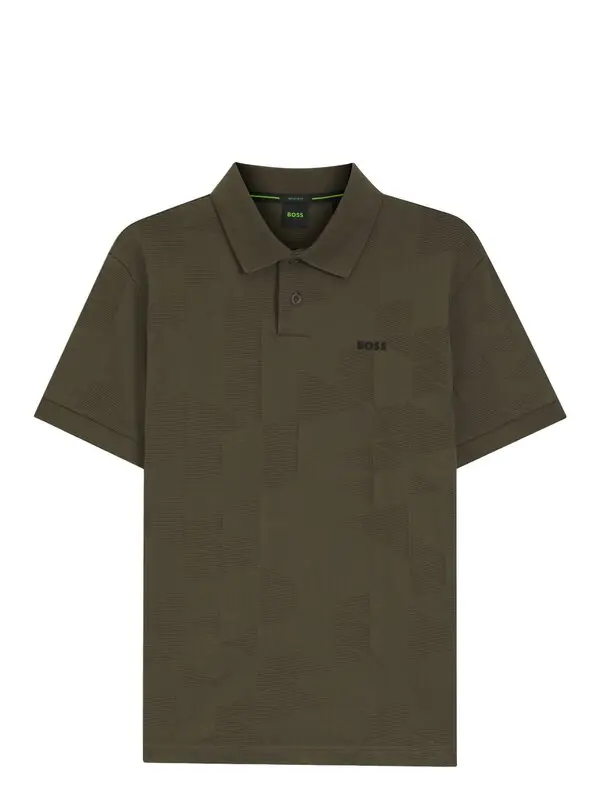 BOSS Regular-fit Cotton Knit Polo With 3d Jacquard Design - Light Green