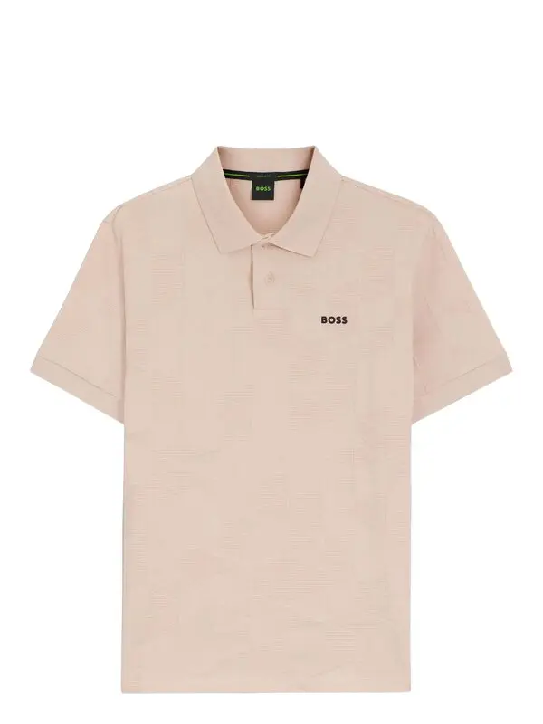 BOSS Regular-fit Cotton Knit Polo With 3d Jacquard Design - Light Orange