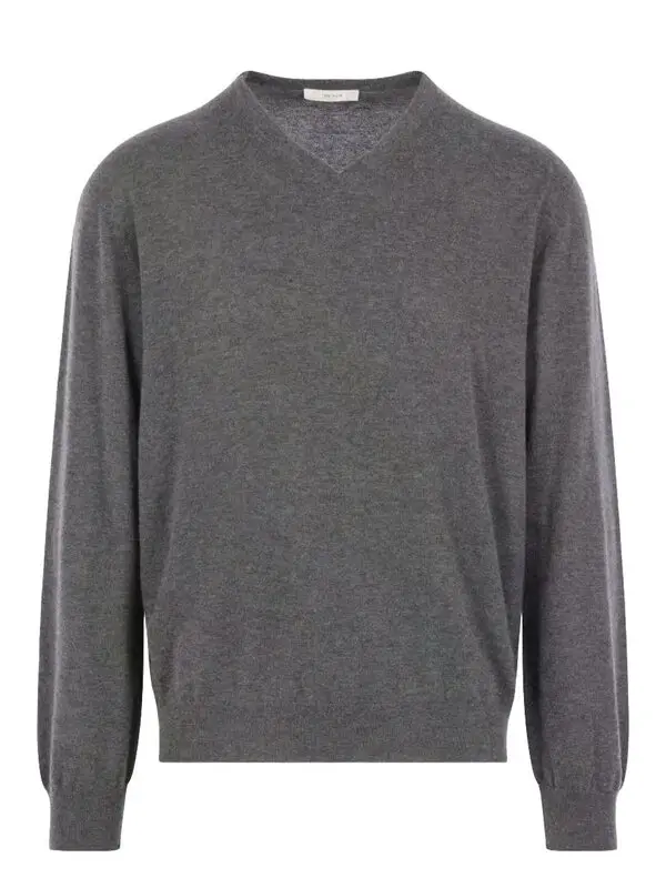 THE ROW Mapple V-neck Cashmere Sweater - Grey