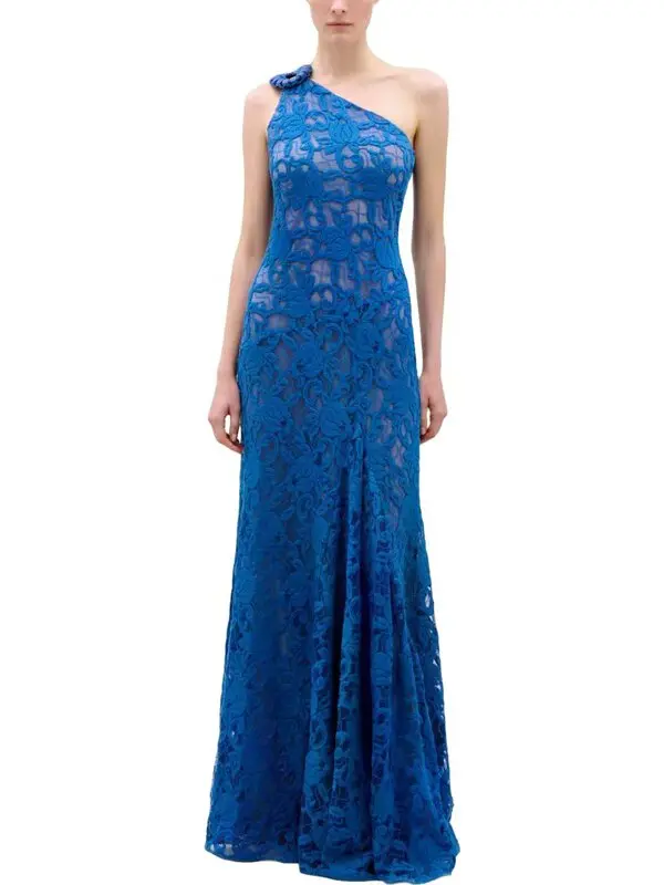 Silvia Tcherassi Teresa One-shoulder Lace Maxi Dress - Blue