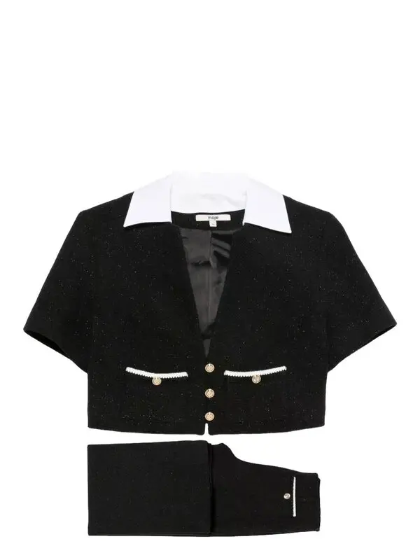 Maje Flared Trousers With Button Detail - Black
