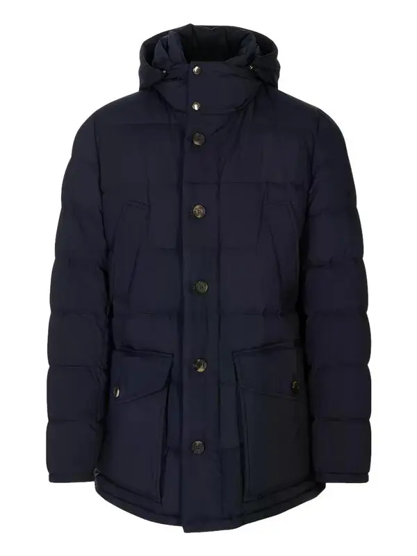 Kiton Quilted Hooded Jacket - Blue