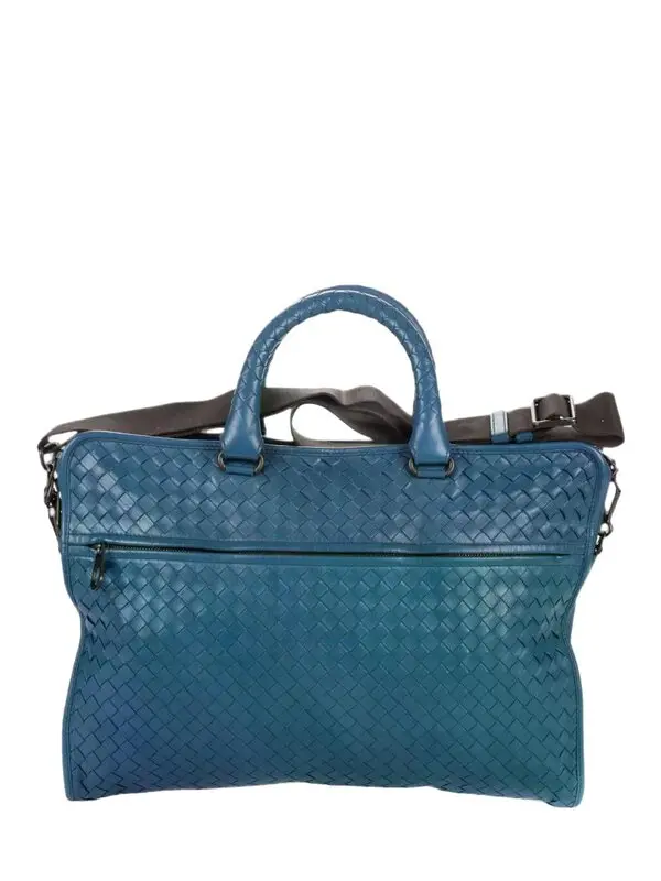 Bottega Veneta Intrecciato Weave Briefcase Bag - Blue