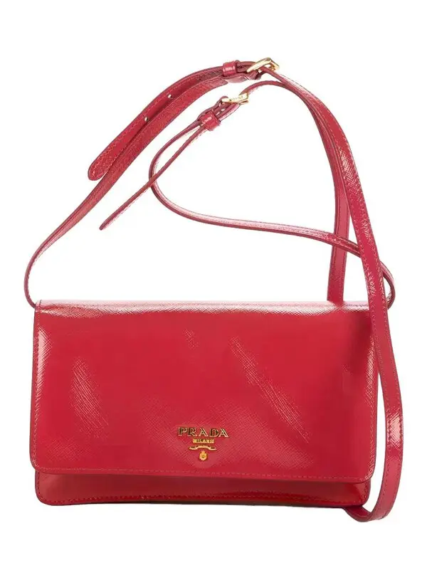 Prada Logo-plaque Leather Shoulder Bag - Red