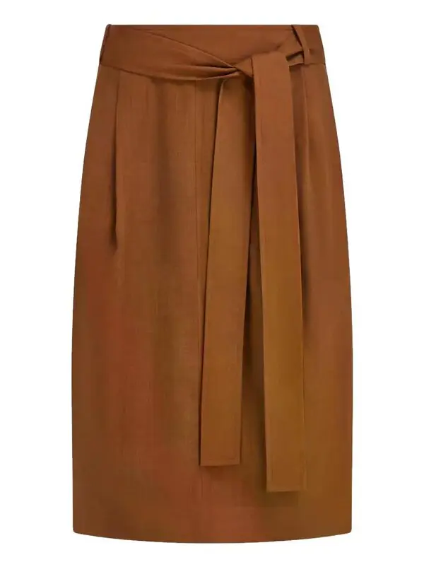 FERRAGAMO Virgin Wool Midi Skirt - Brown