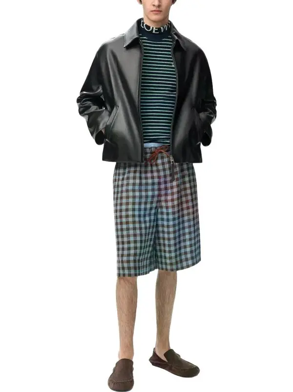 Loewe Lambskin Leather Zip-up Jacket - Black