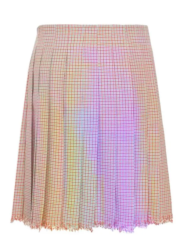 JIL SANDER Houndstooth Pleated Wrap Mini Skirt - Red