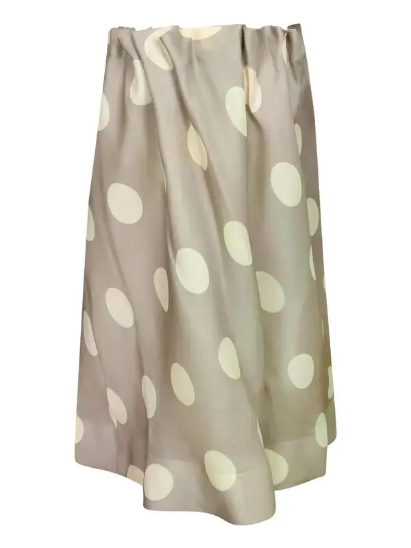 Khaite Polka Dot Gathered Midi Skirt - Grey