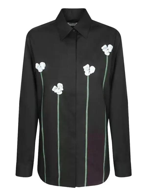 Moschino Floral Appliqué Shirt - Black