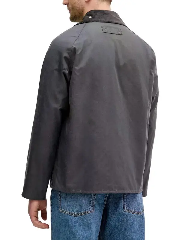 Barbour Waxed Cotton Jacket With Corduroy Collar - Grey