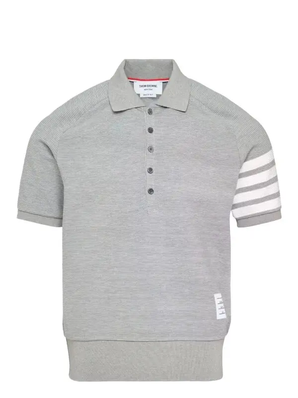 Thom Browne 4-bar Saddle Sleeve Polo Shirt - Grey