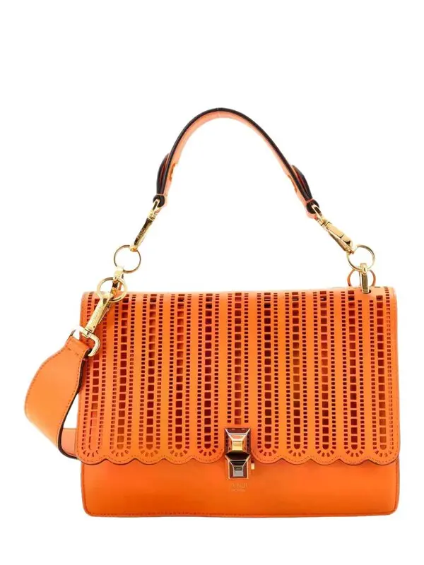 Fendi Kan I Laser Cut Leather Small Shoulder Bag - Orange