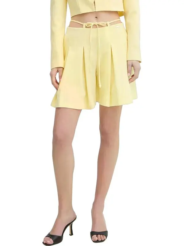 FRACOMINA Pleated Shorts With Front Tie - Yellow