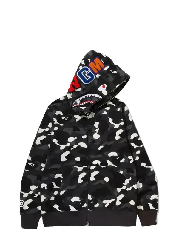 A BATHING APE Shark Camouflage Print Hoodie - Black
