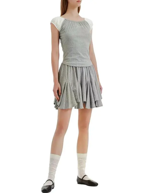 B+AB Embellished Top And Skirt Set - Grey