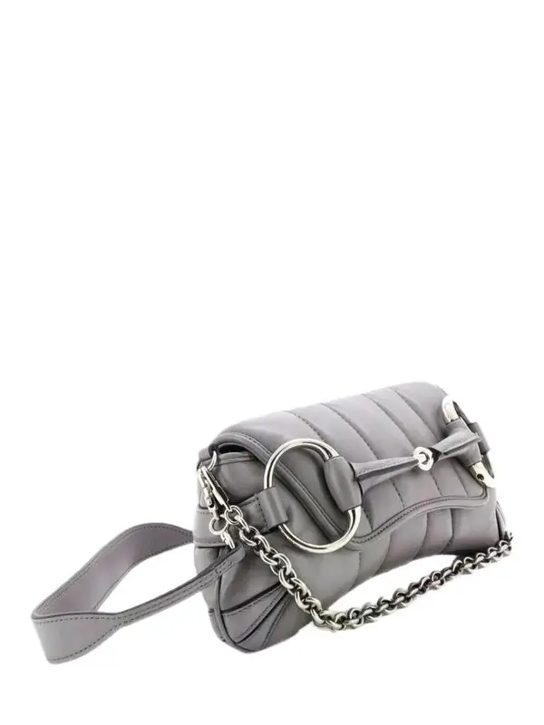 Gucci Horsebit Chain Vertical Quilted Leather Small Shoulder Bag - Grey