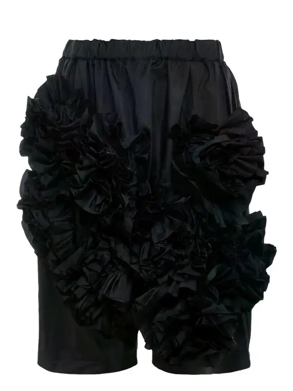 Comme Des Garçons Ruffled Elasticated-waist Shorts - Black