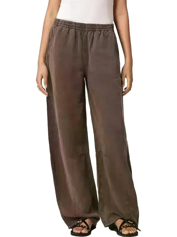 ALLSAINTS Jett Elasticated-waistband Wide-leg Trousers - Brown