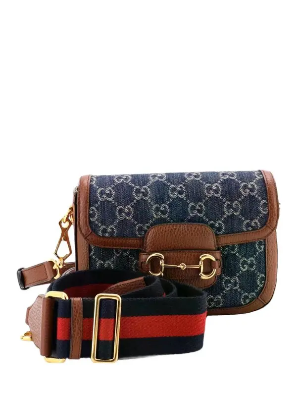 Gucci Horsebit 1955 Gg Denim Mini Shoulder Bag - Blue