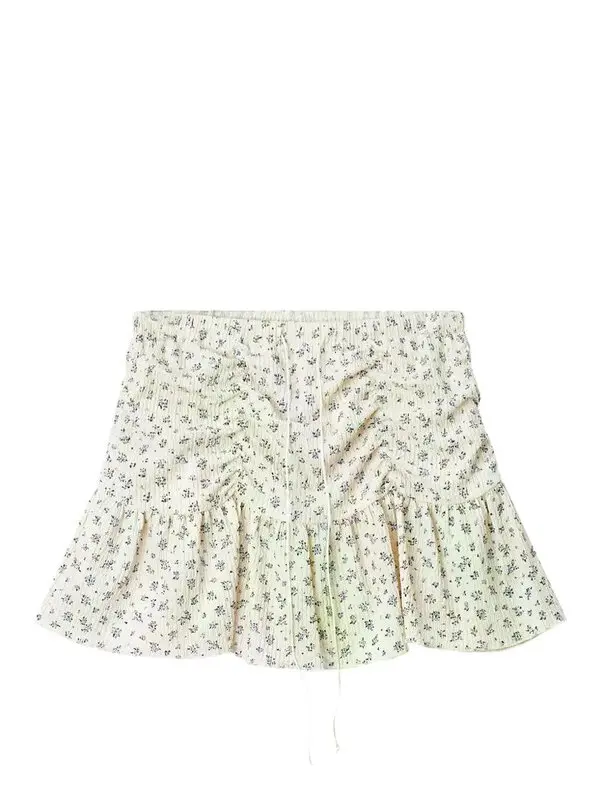 B+AB Floral Print Ruched Skirt - Neutrals