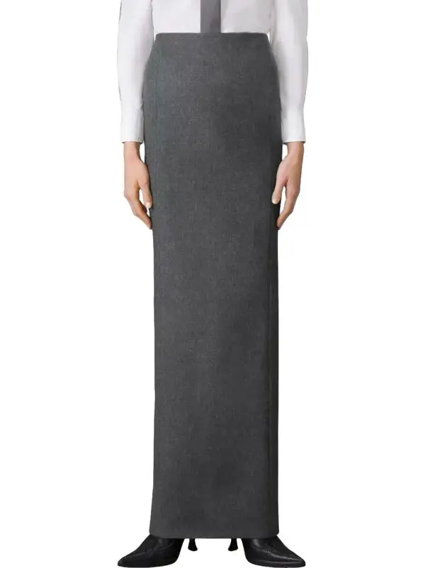 Thom Browne Wool Flannel Pencil Maxi Skirt - Grey