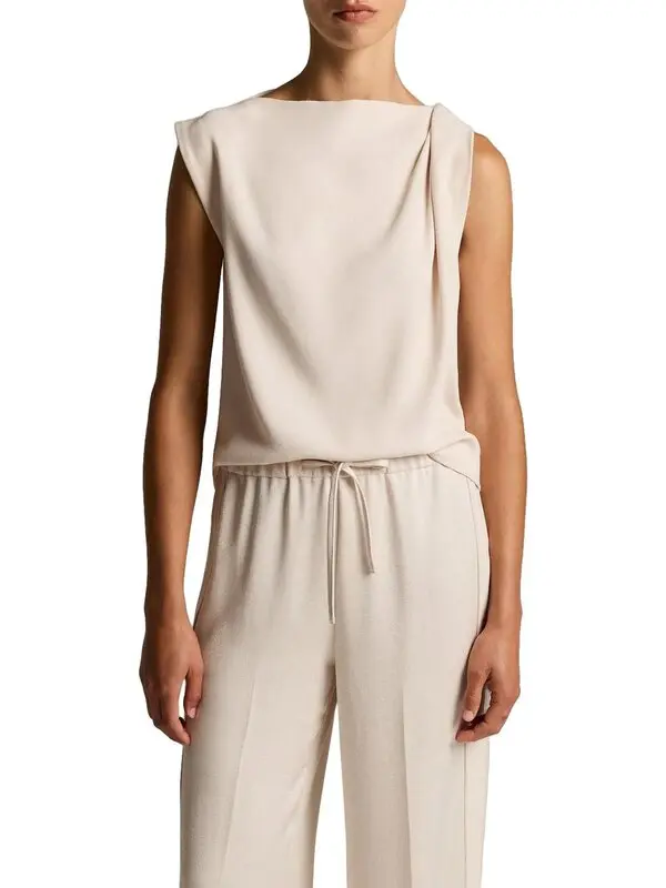 Vince Draped-shoulder Sleeveless Top - Blush Cloud