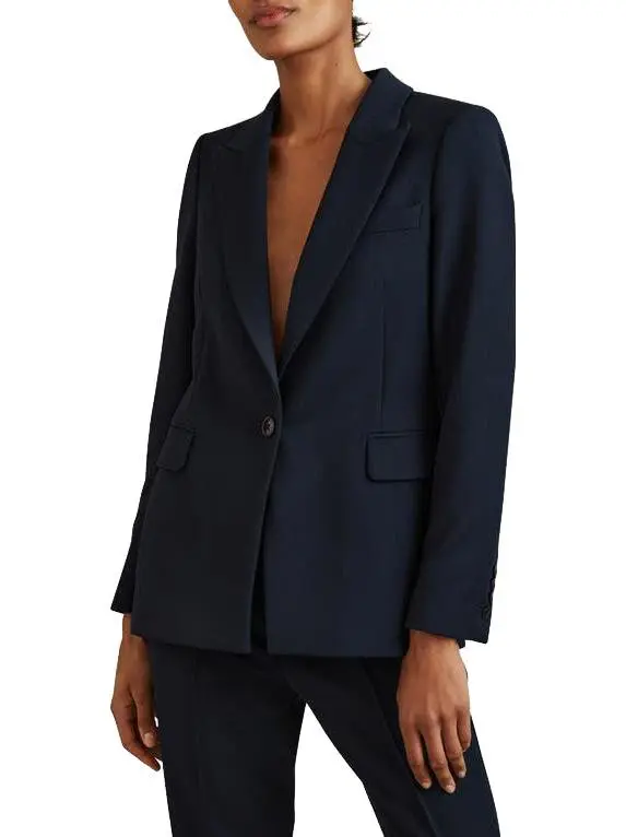 REISS Gabi Peak Lapel Blazer - Black