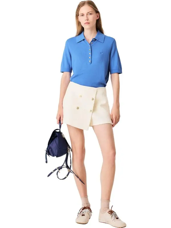 Maje Sparkling Tweed Skort - Ecru